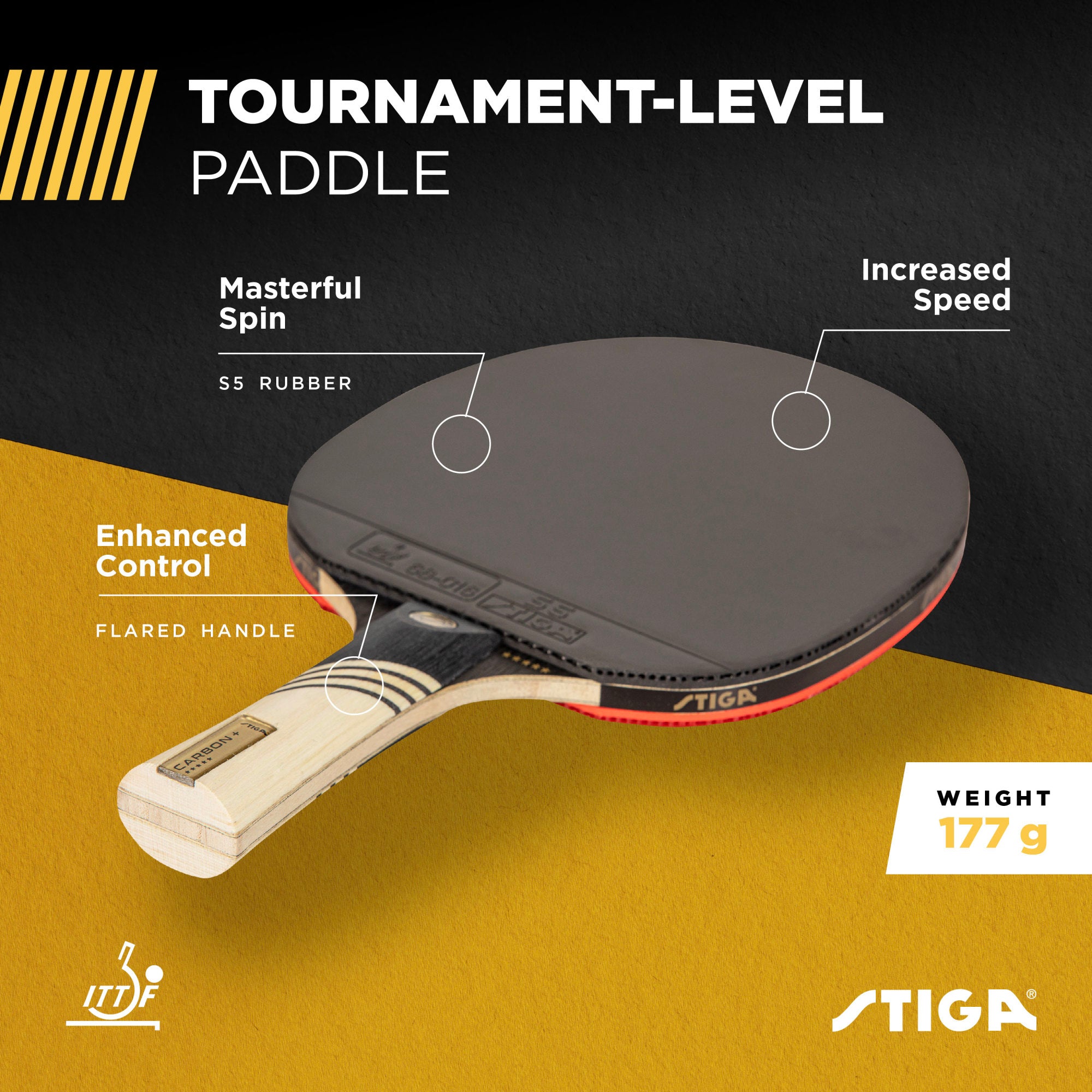 STIGA Carbon+ Bundle Ping Pong Paddle Set – 7-ply Extra Light Carbon ...