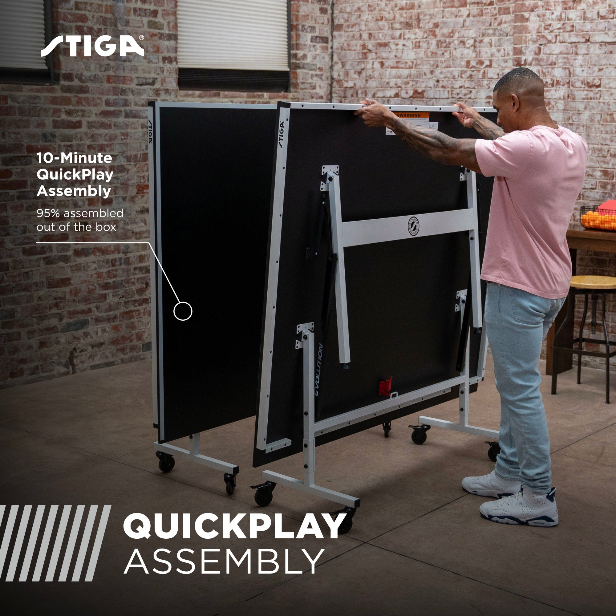 STIGA Evolution 15mm Indoor Table Tennis Table 95% Preassembled Out of ...