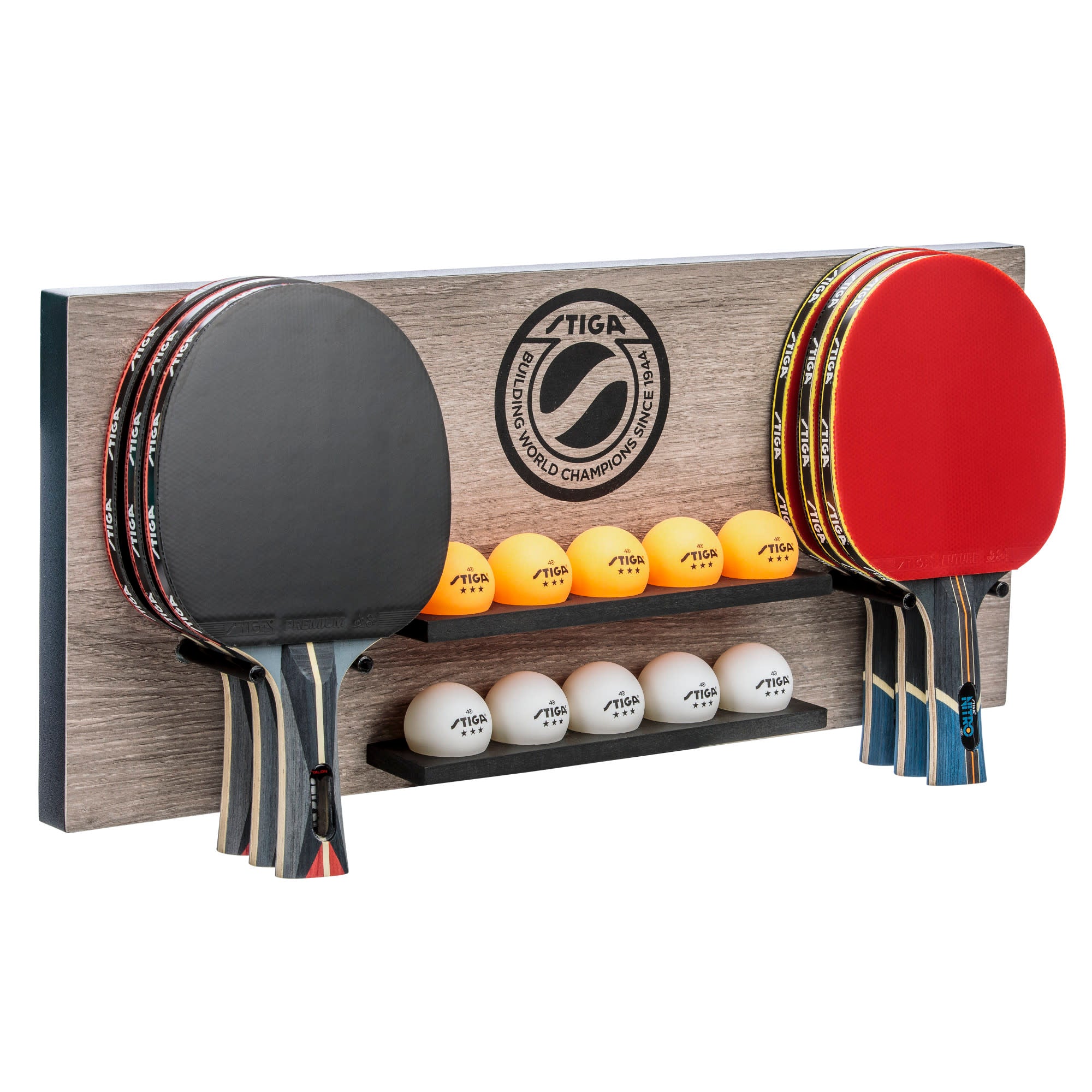 STIGA Ping Pong Paddles and Balls Wall Storage Rack - Stores 6 Table ...