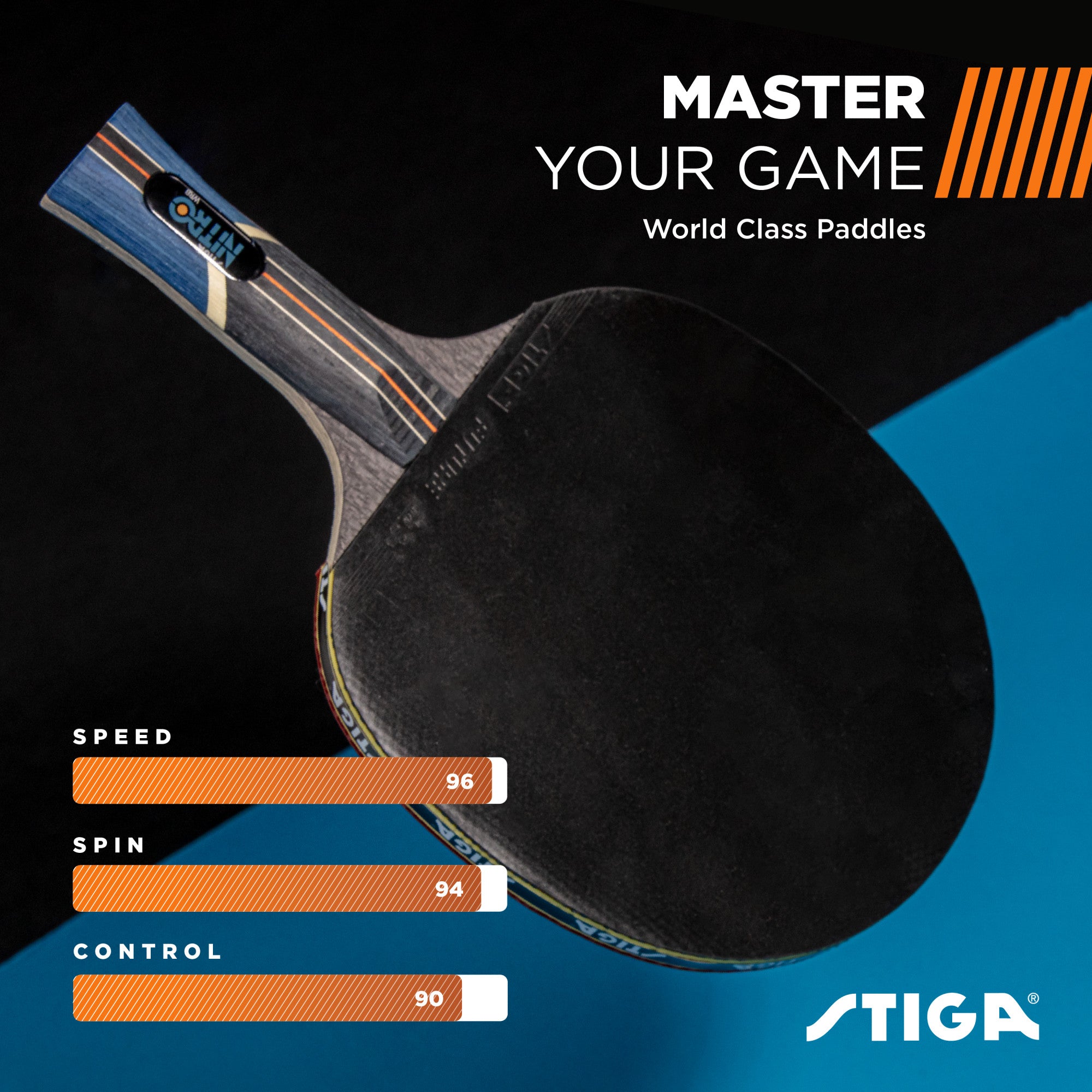 STIGA Nitro Performance Ping Pong Paddle - 6-ply Light Blade - 2mm ...